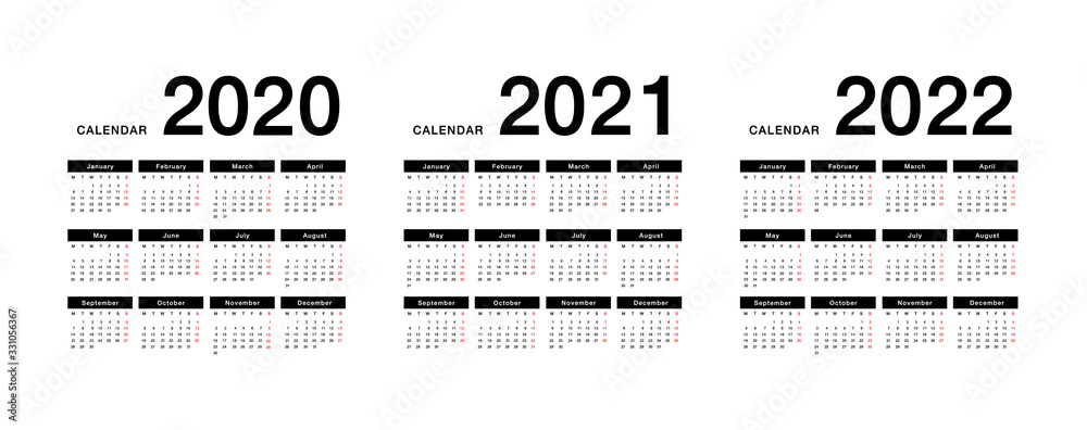 Year 2021 and Year 2022 calendar horizontal vector design template ...