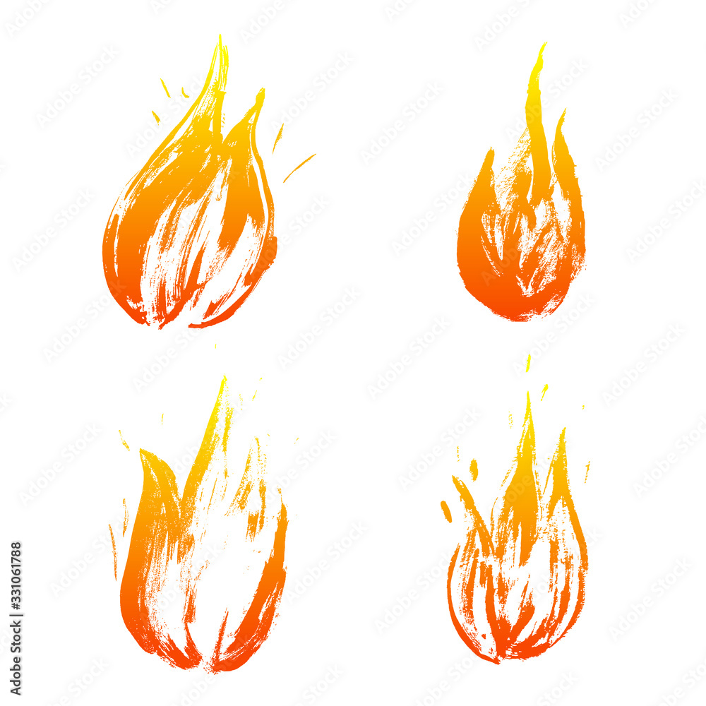 Set of hand drawn fire and fireball. Doodle Sketch Fire. Set of hand ...