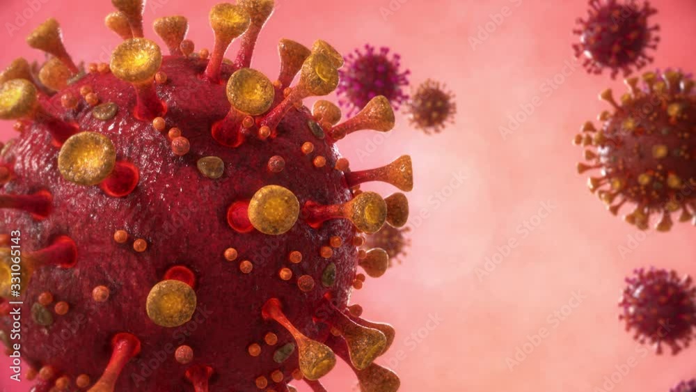 Novel coronavirus medical background. COVID-19 virus under microscope ...