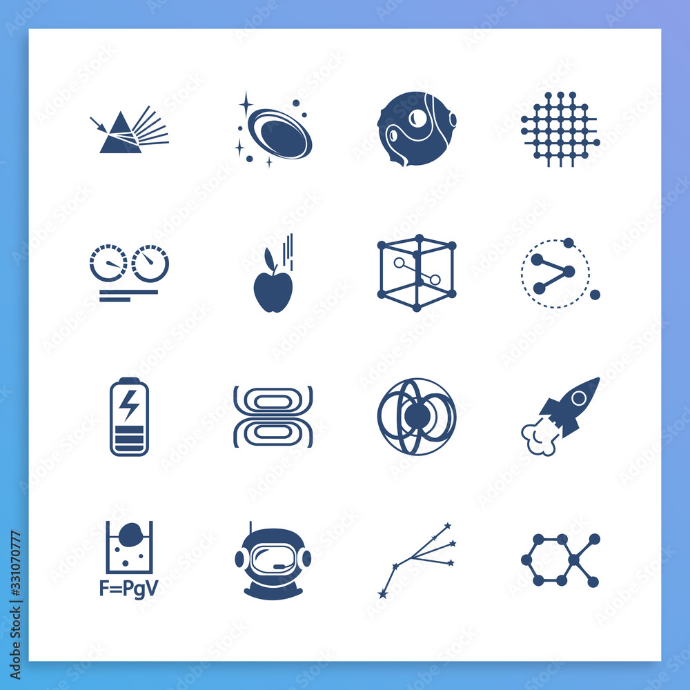 Physics icon set and speed comparison with planet with craters ...
