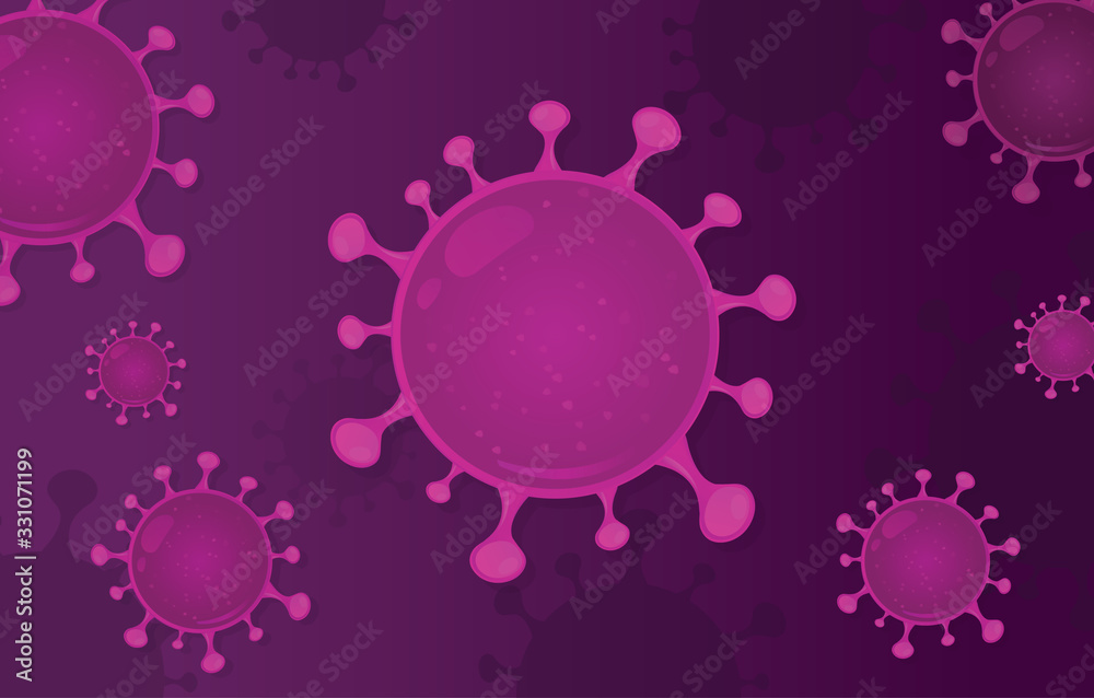 Coronavirus known as SARS-CoV - vector realistic illustration in purple ...