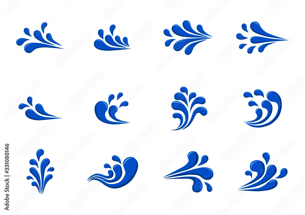 water splash icon or logo Isolated on white background. Cartoon style ...