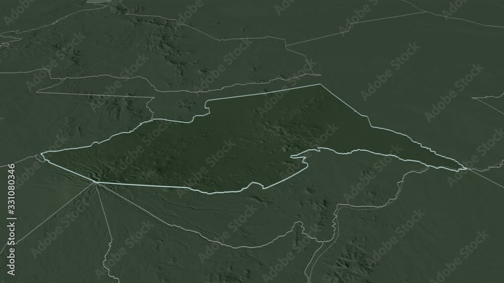 Meru, county with its capital, zoomed and extruded on the ...