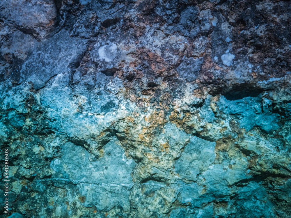 fondo o textura de roca en una gruta en color verde y azul. Stock Photo ...