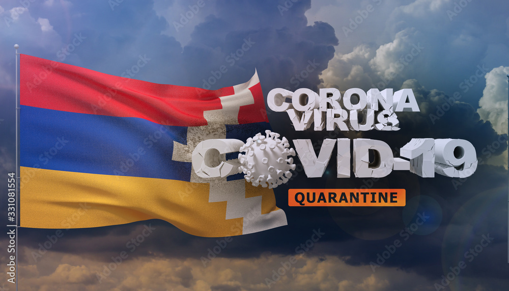 Coronavirus disease COVID-19 infection concept - waving flags of the ...