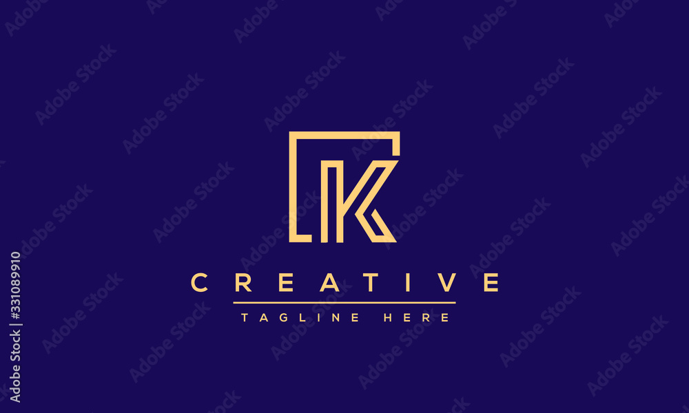 Abstract Monogram letter K Logo design concept. Minimalist k kk ...