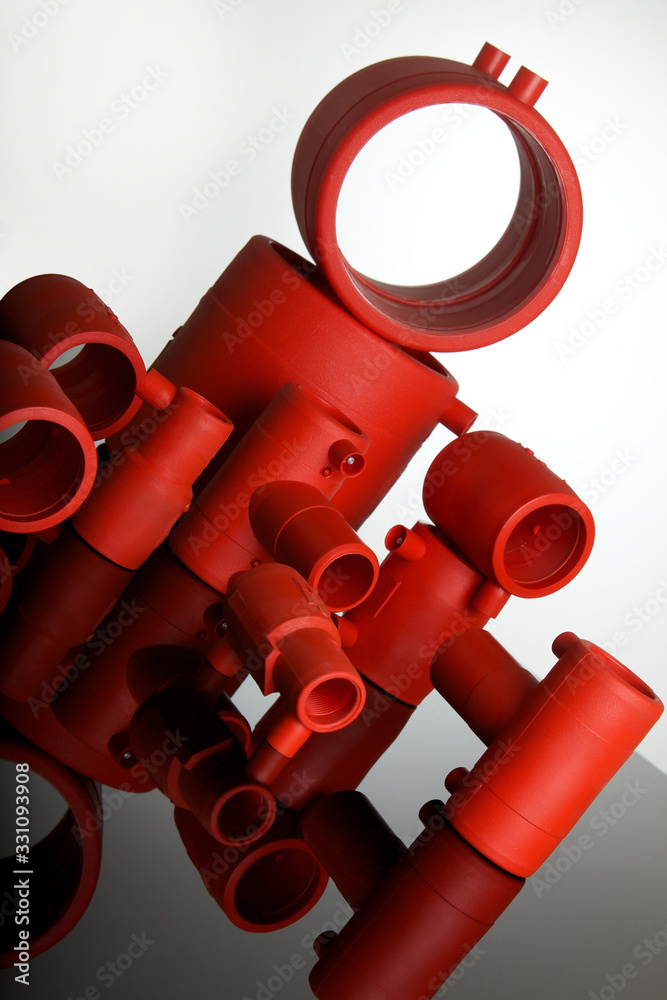 Red Thermistor fittings Polyethylene tubes of different diameters for ...