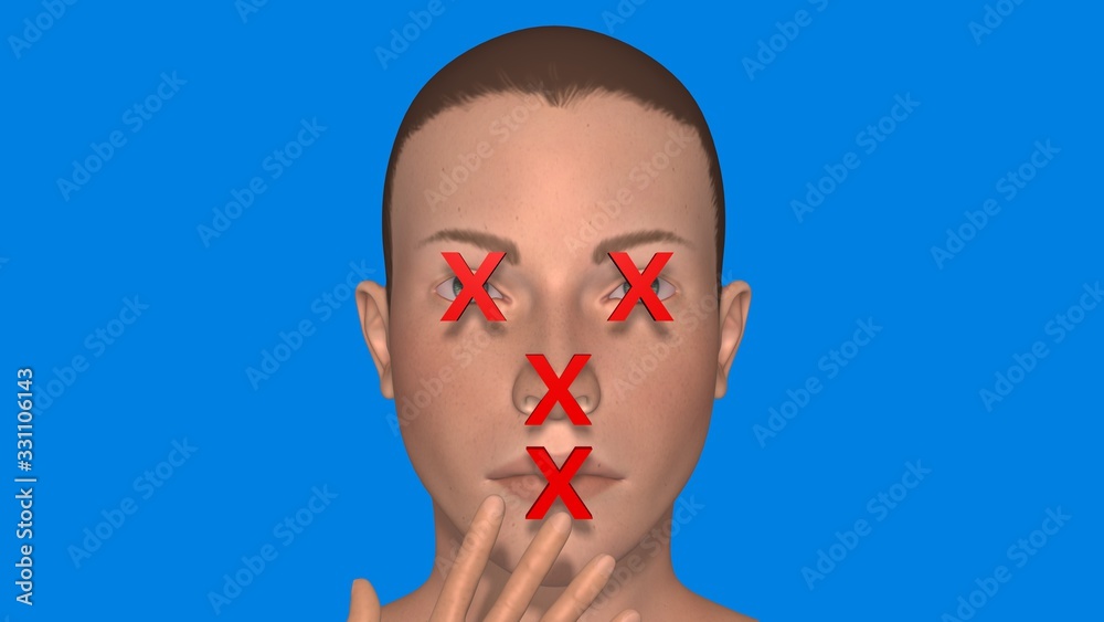 Areas on face to avoid touching . Facial hygiene precautions . Avoid ...