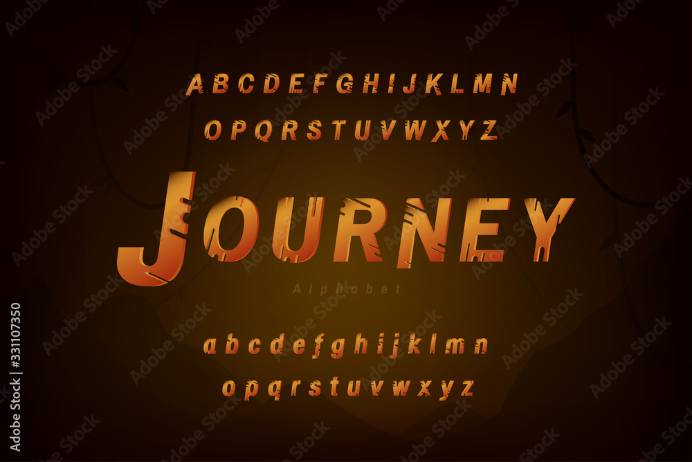 Journey and adventure theme alphabet font set with uppercase and ...