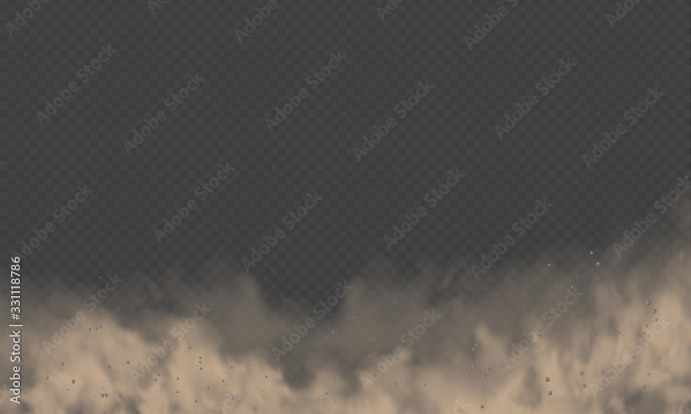 Dust cloud, sand storm, powder spray on transparent background. Desert ...