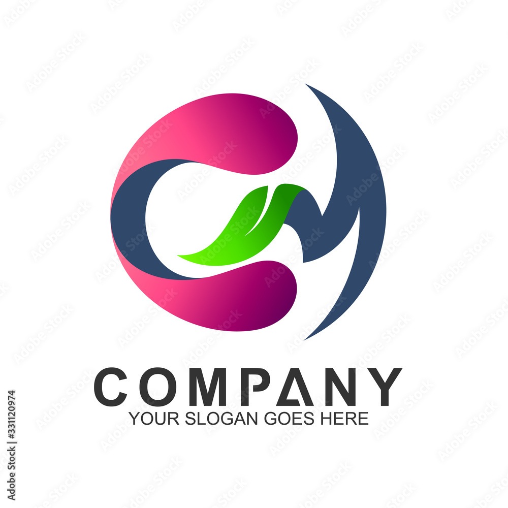 letter C combination letter M vector logo, CM/MC logo with leaf shape ...