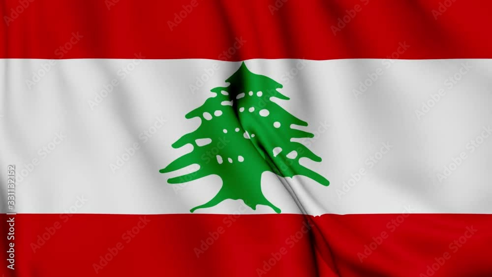 Lebanon flag is waving 3D animation. Lebanon flag waving in the wind ...