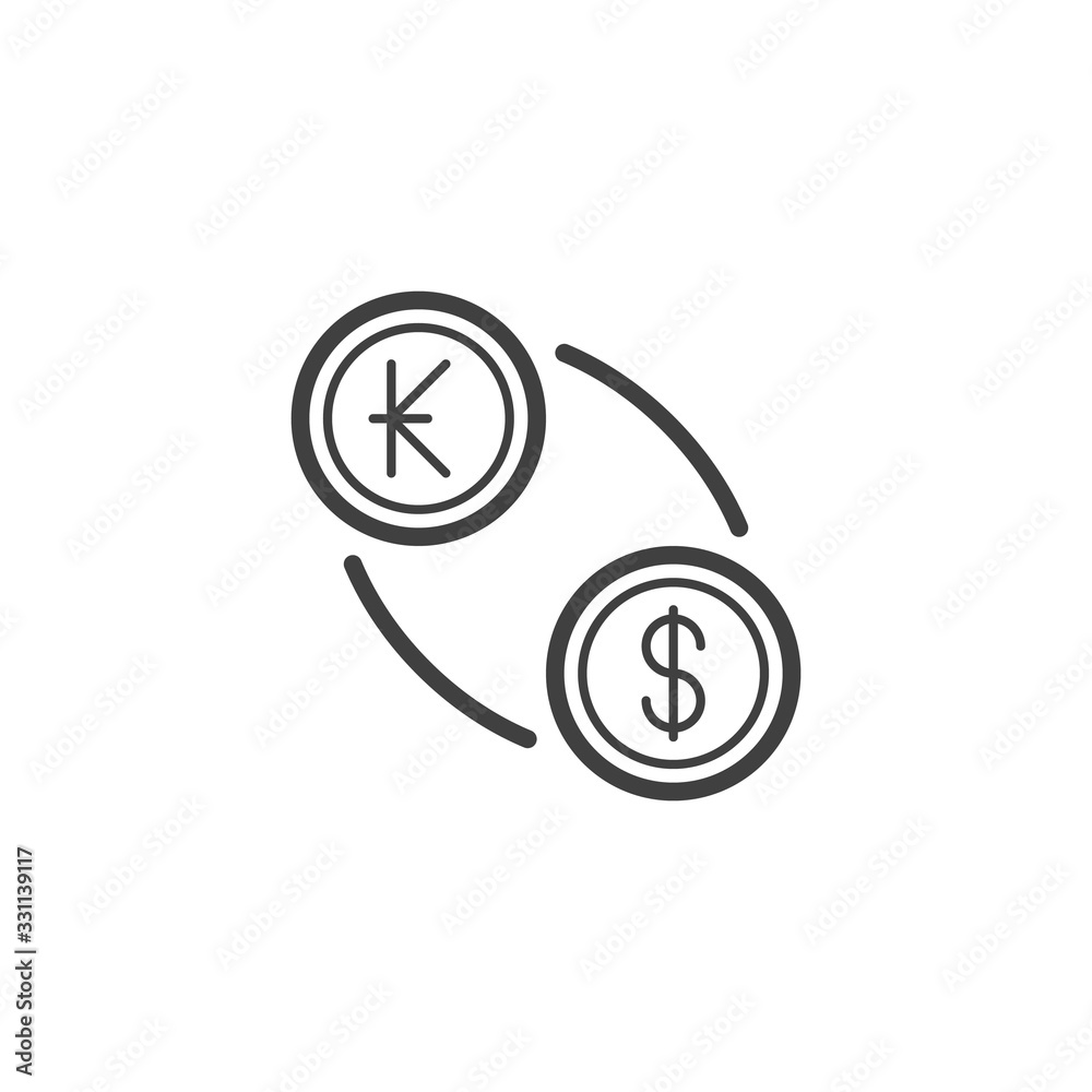 Kip and dollar exchange line icon. linear style sign for mobile concept ...