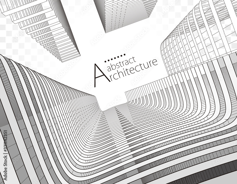 Modern Architecture 3D illustration. Architecture building construction ...