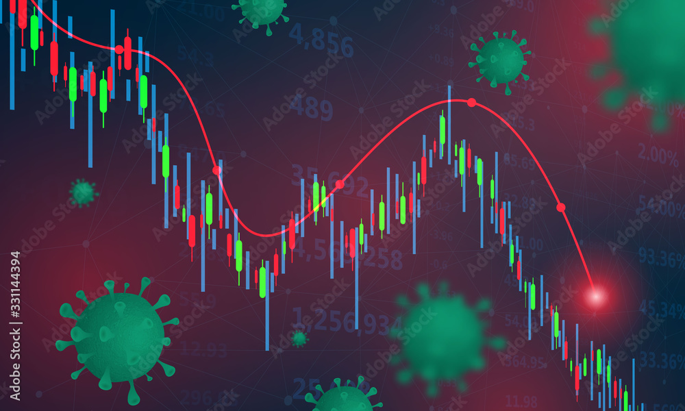 stock market crash caused by the Coronavirus, economic graph with ...