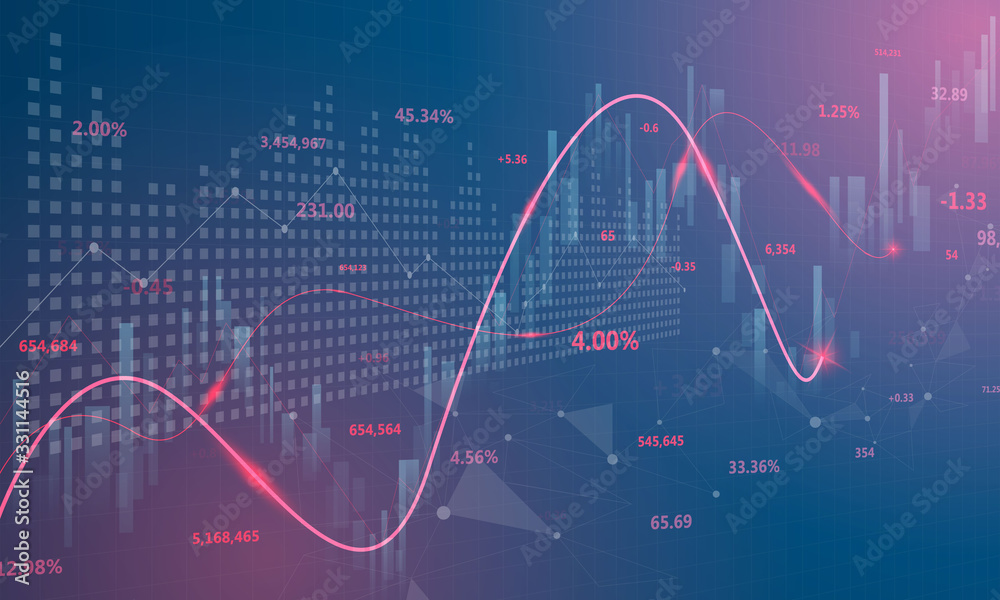 stock market, economic graph with diagrams, business and financial ...