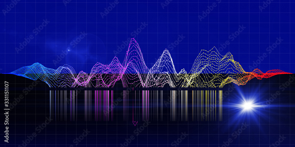 Stockillustratie Music abstract equalizer wave background. Sound color ...