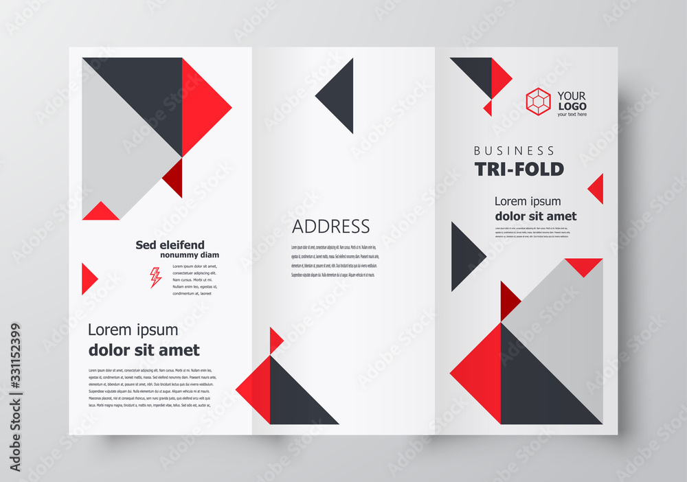 Tri-fold triangles theme brochure design template, creative leaflet ...