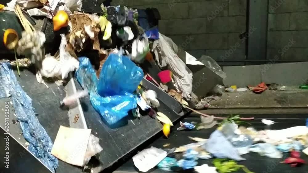 garbage sorting recycling, garbage on the conveyor Stock Video | Adobe ...