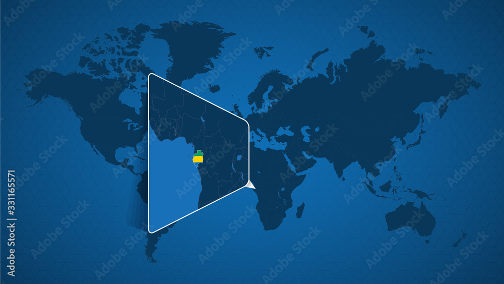 Detailed world map with pinned enlarged map of Gabon and neighboring ...
