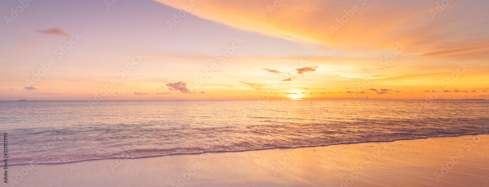 Sea sand sky concept, sunset colors clouds, horizon, panoramic ...