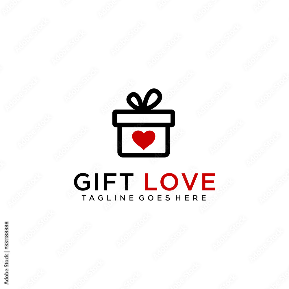 Creative modern gift box sign with heart symbol logo design. Stock ...