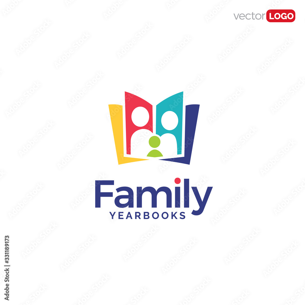 book with family inside, family yearbook icon/symbol/Logo Design Vector ...