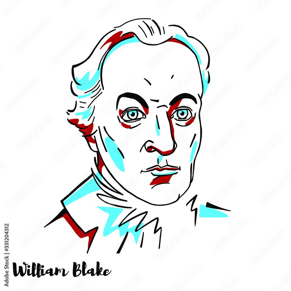 Vektorová grafika „William Blake engraved vector portrait with ink ...