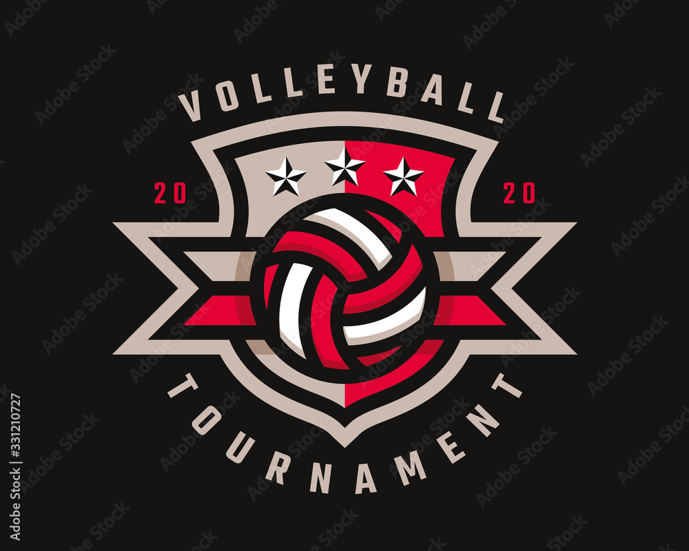 Volleyball logo design, emblem tournament template editable for your ...