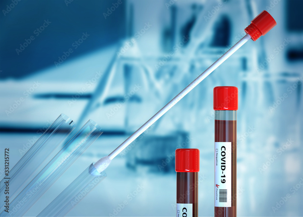 Proof of throat swabs for virus Coronavirus Covid-19 blood analysis ...