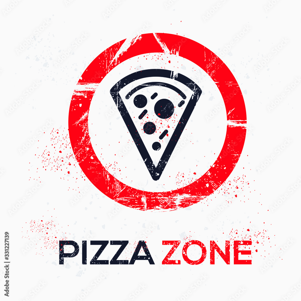 Warning sign (pizza zone), vector illustration. Stock Vector | Adobe Stock