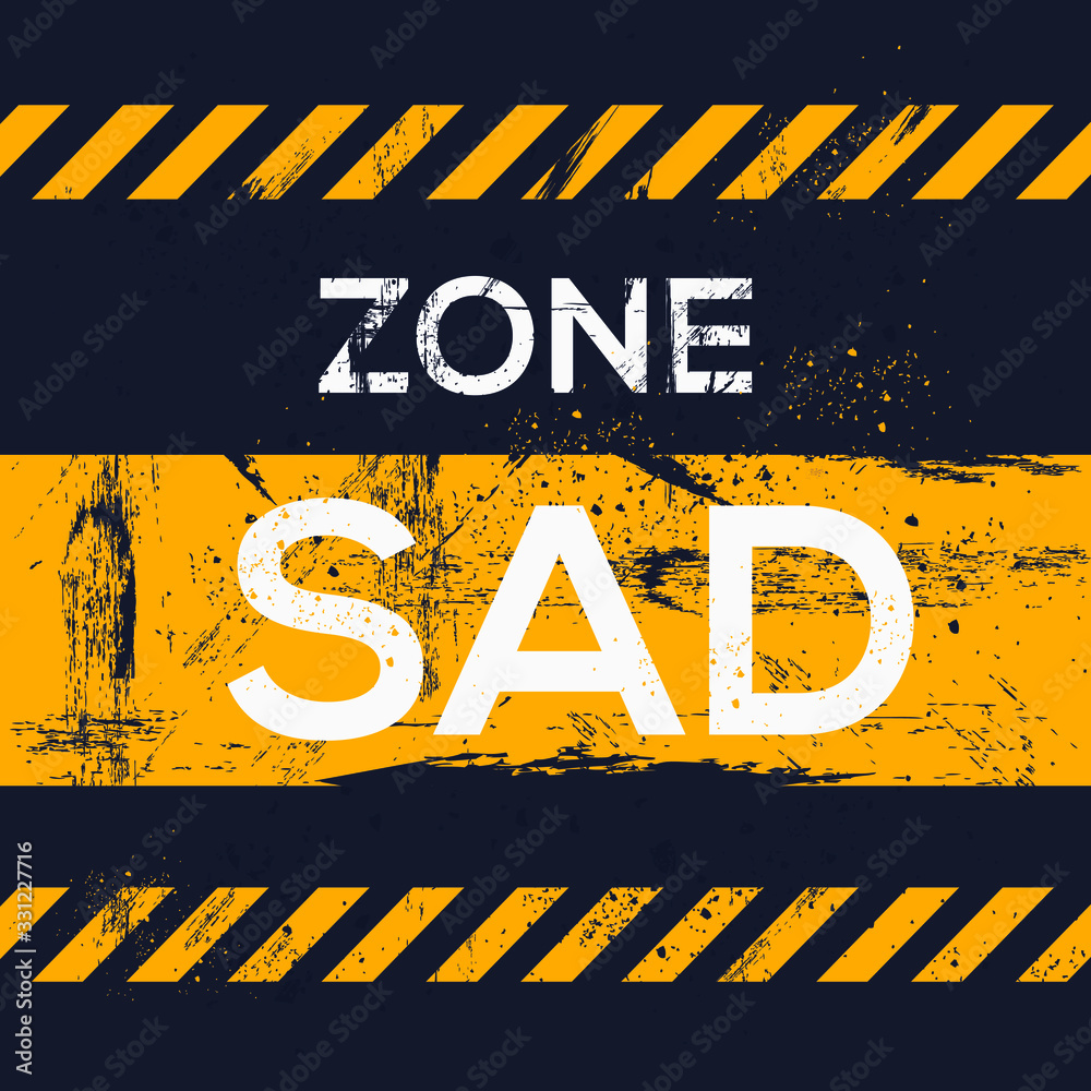 Warning sign (sad zone), vector illustration. Stock Vector | Adobe Stock