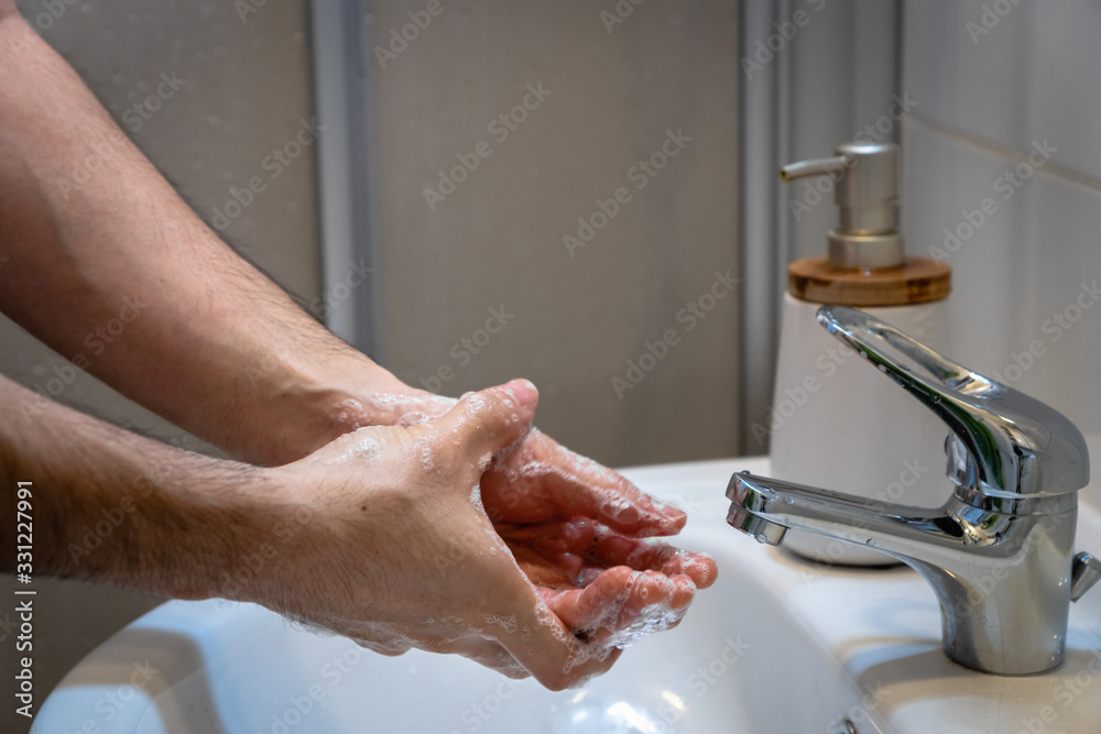 Washing hands with soap - proper hand washing to stay healthy against ...