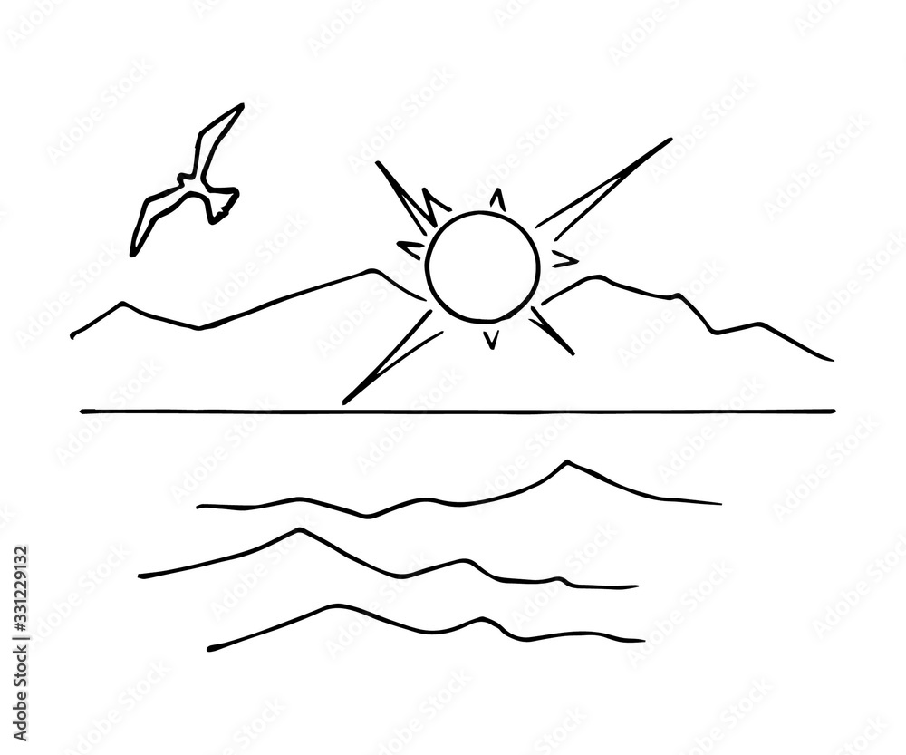 Horizon Sunset Drawing