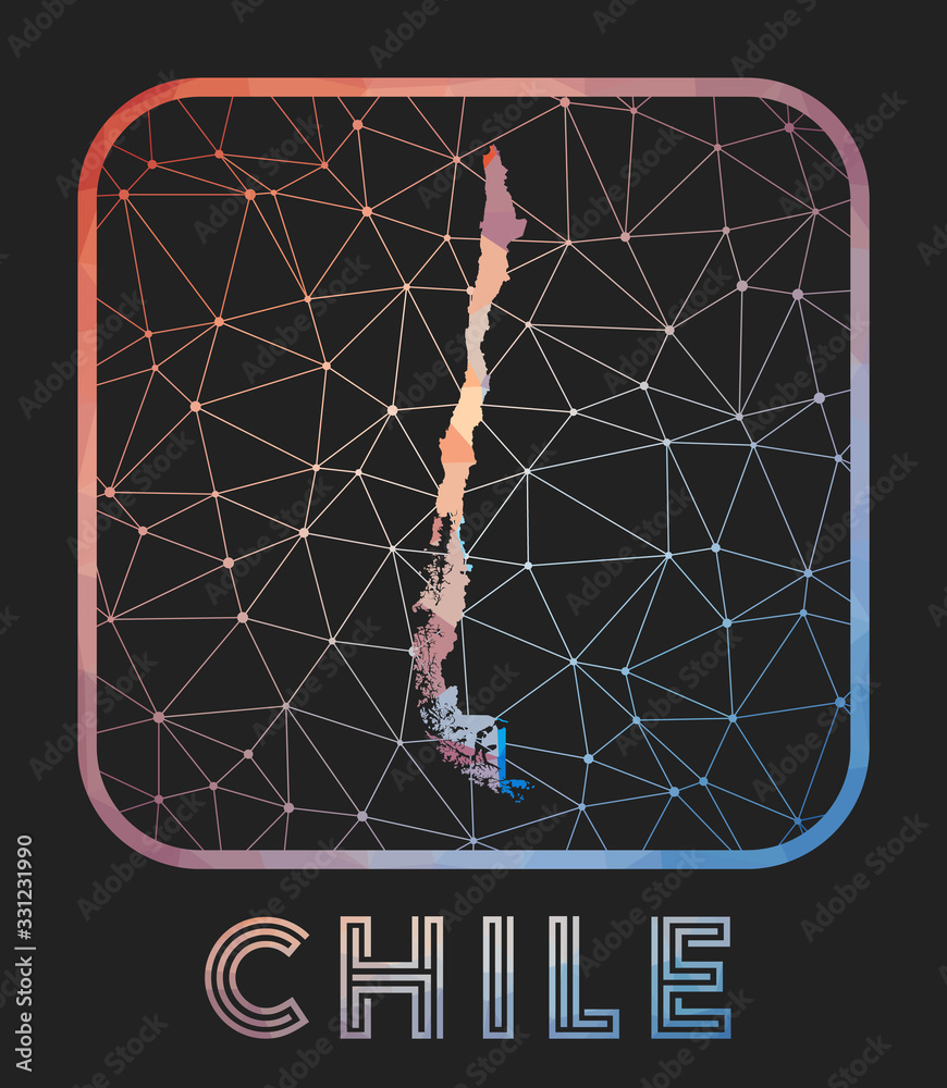 Chile map design. Vector low poly map of the country. Chile icon in ...