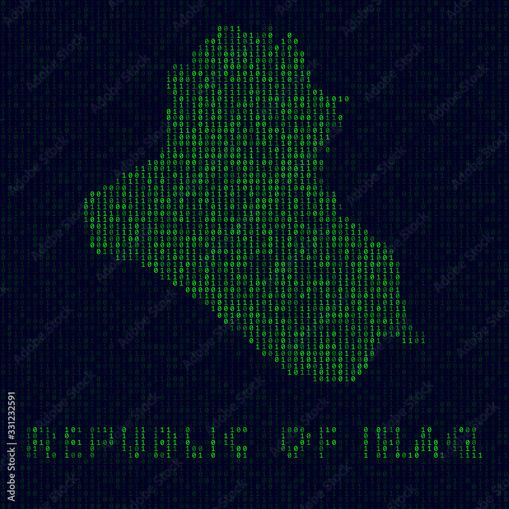 Digital Republic of Iraq logo. Country symbol in hacker style. Binary ...
