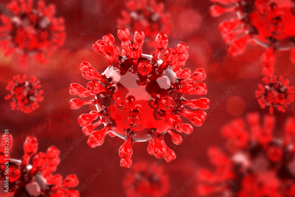 COVID-19, Corona disease infection medical illustration showing the ...