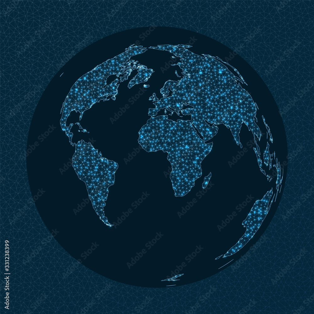 Abstract telecommunication world map. Azimuthal Equal Area projection ... Abstract telecommunication world map. Azimuthal Equal Area projection ...