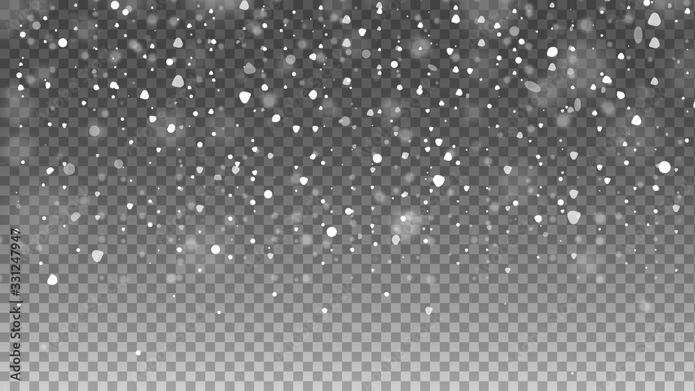 Falling snow on transparent background. Snowfall. Vector illustration. Stock Vector | Adobe Stock