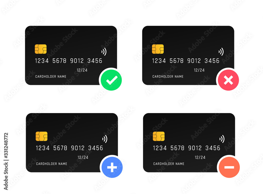 Credit card actions vector design. Approved and Failed Payment icon ...