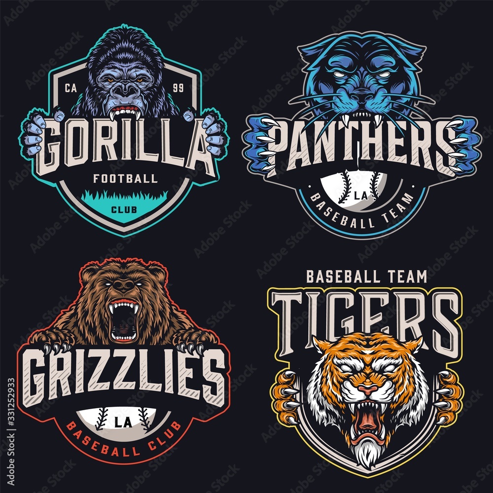 Colorful sports teams logotypes set Stock Vector | Adobe Stock