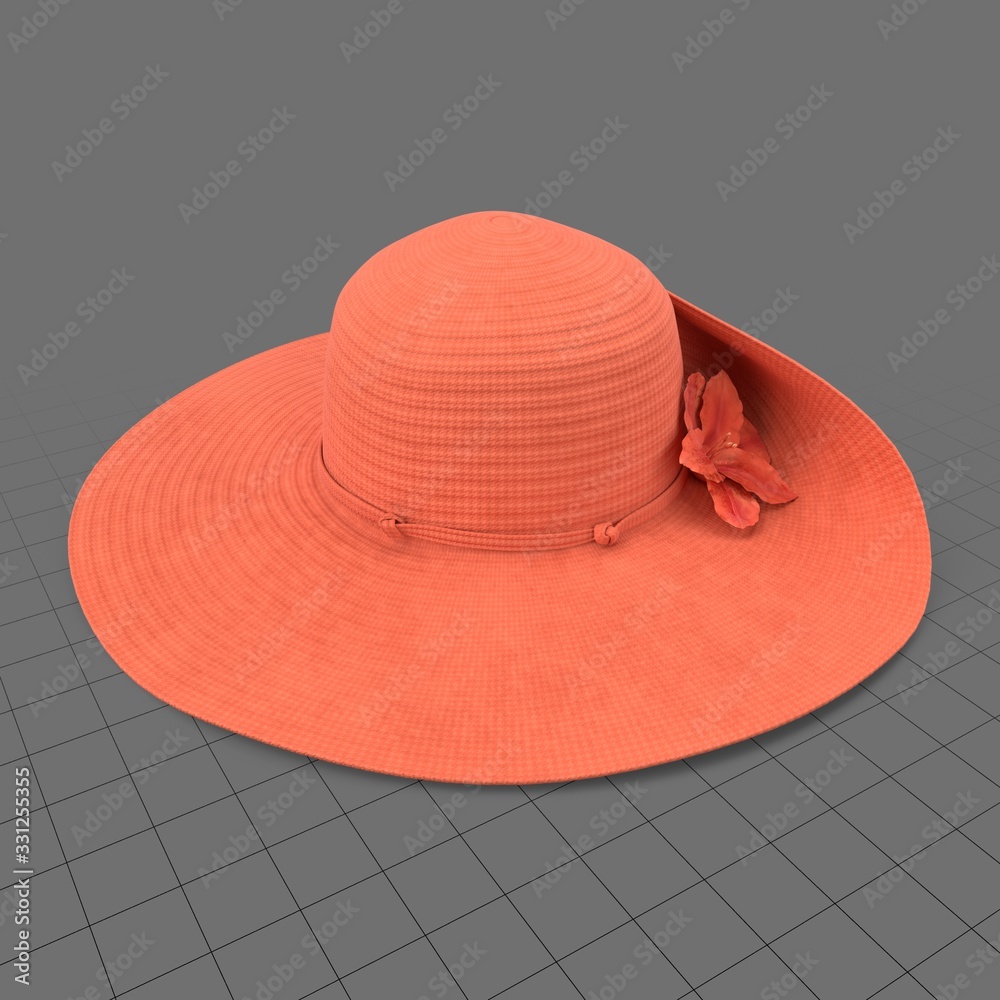 Sun hat with flower Stock 3D asset | Adobe Stock