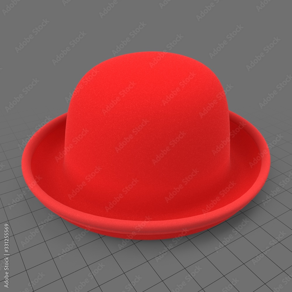 Red bowler hat Stock 3D asset | Adobe Stock