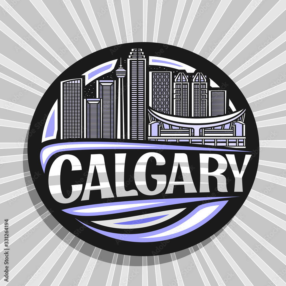 Vector logo for Calgary, black decorative circle badge with line ...