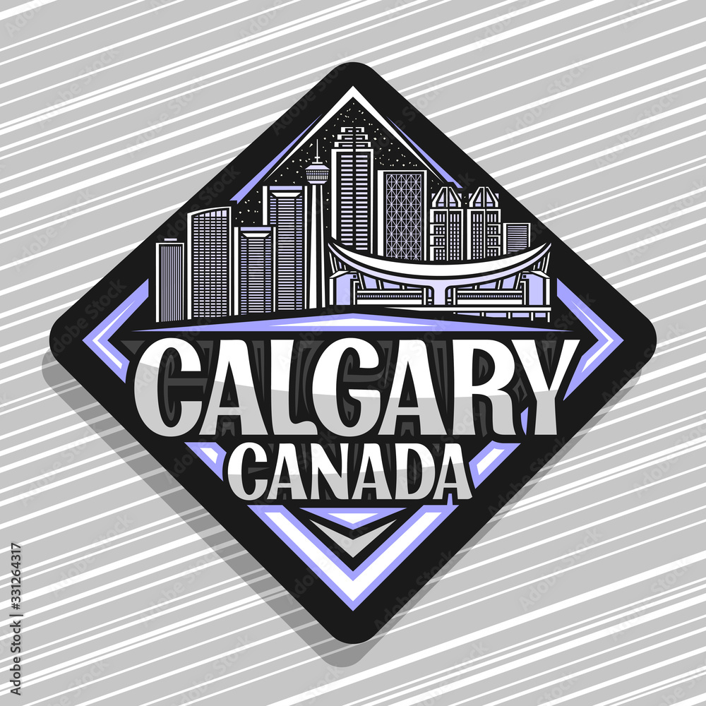 Vector logo for Calgary, black decorative rhombus badge with line ...