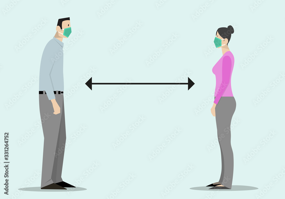 Social Distancing. People keeping distance for infection risk and ...