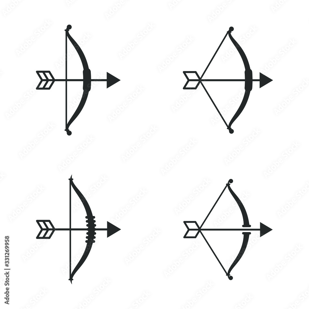 Bow and Arrow icon template color editable. Archery symbol vector sign ...