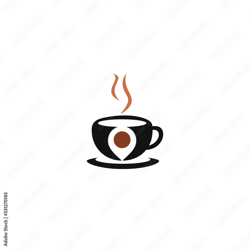 Coffee point logo design. Coffee Location logo template design. Stock ...