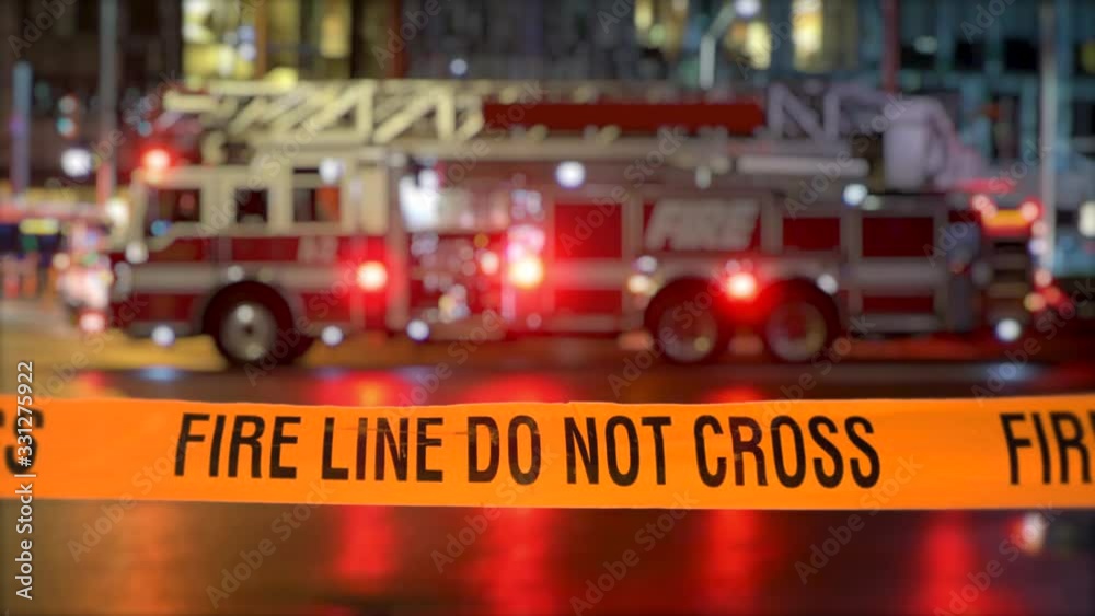 Emergency Fire Truck Rescue, Red Light Fireman Vehicle Danger Scene ...