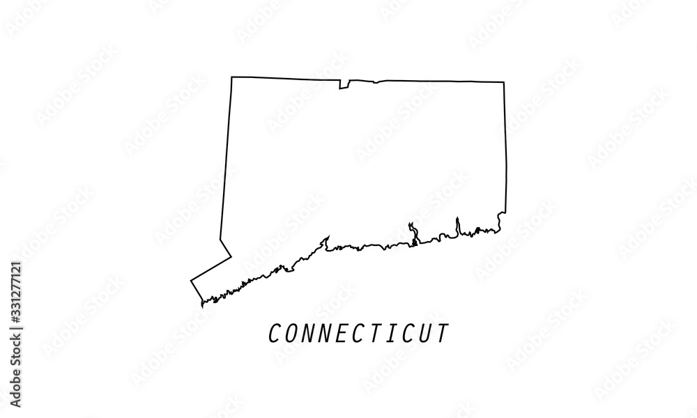 Connecticut outline map USA shape country Stock Vector | Adobe Stock